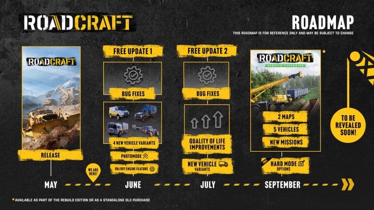 RoadCraft roadmap : nouveaux véhicules, mode difficile et DLC ...